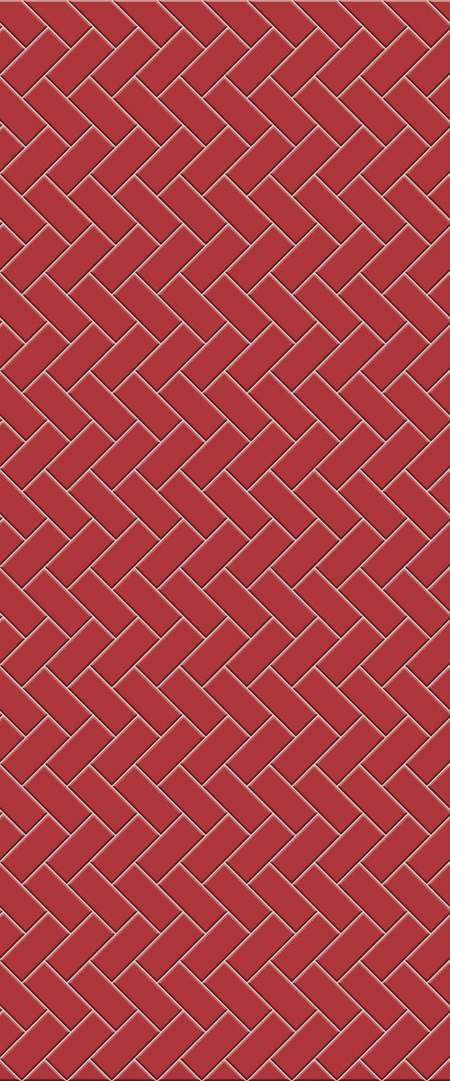 Red Diagonal Herringbone Tile Acrylic Shower Panel 2440mm x 1220mm ( 3 ...