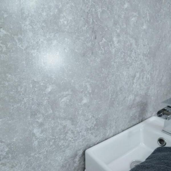 Concrete Grey 8mm Bathroom Wall Panels PVC Cladding 2.6m x 250mm ...
