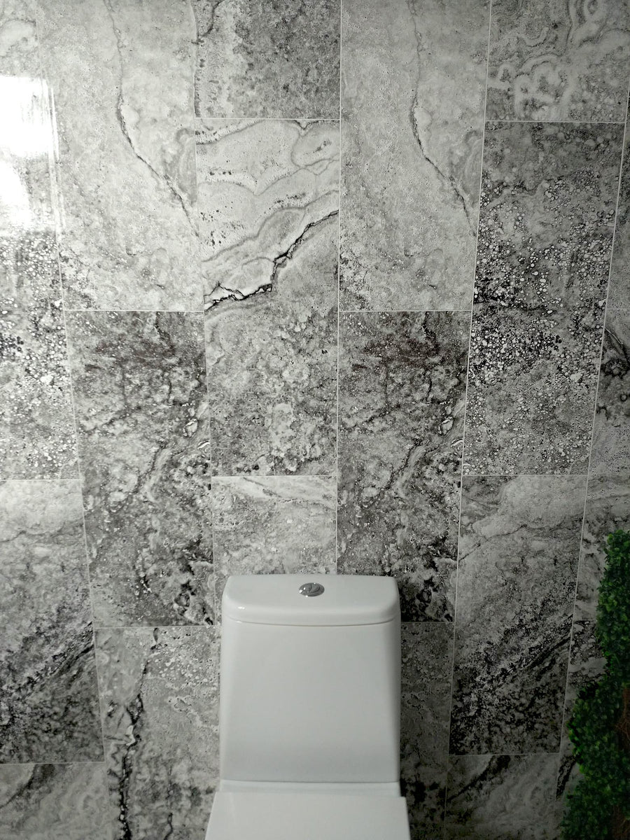 Florence Marble Tile Effect 8mm Wall PVC Bathroom Cladding Panels ...