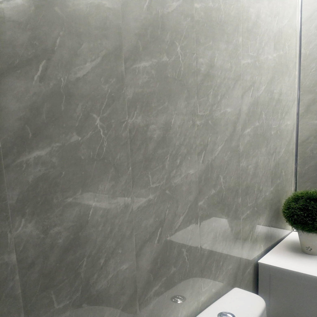 Grey Marble Bathroom Wall Panels PVC 8mm Thick Cladding 2.6m x 250mm ...