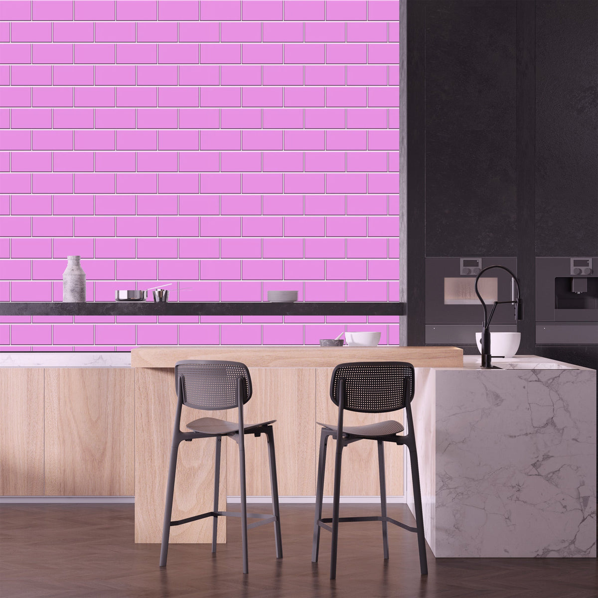 Pink Subway Tile Acrylic Shower Panel 2440mm x 1220mm ( 3mm Thick ...