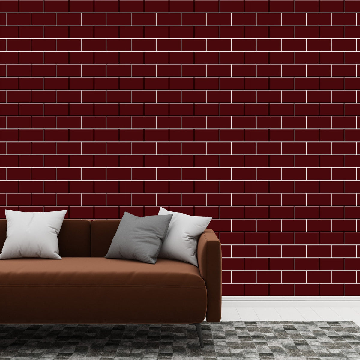 Red Subway Tile Acrylic Shower Panel 2440mm x 1220mm ( 3mm Thick ...