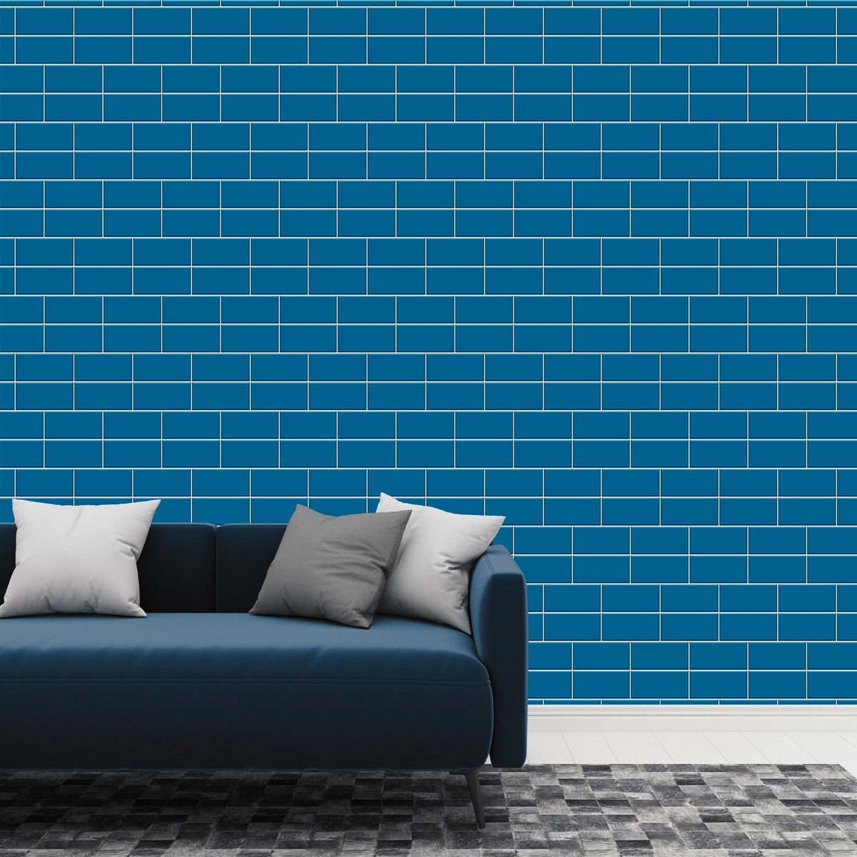 Blue Brickbond Acrylic Shower Wall Panel 2440mm x 1220mm (3mm Thick ...